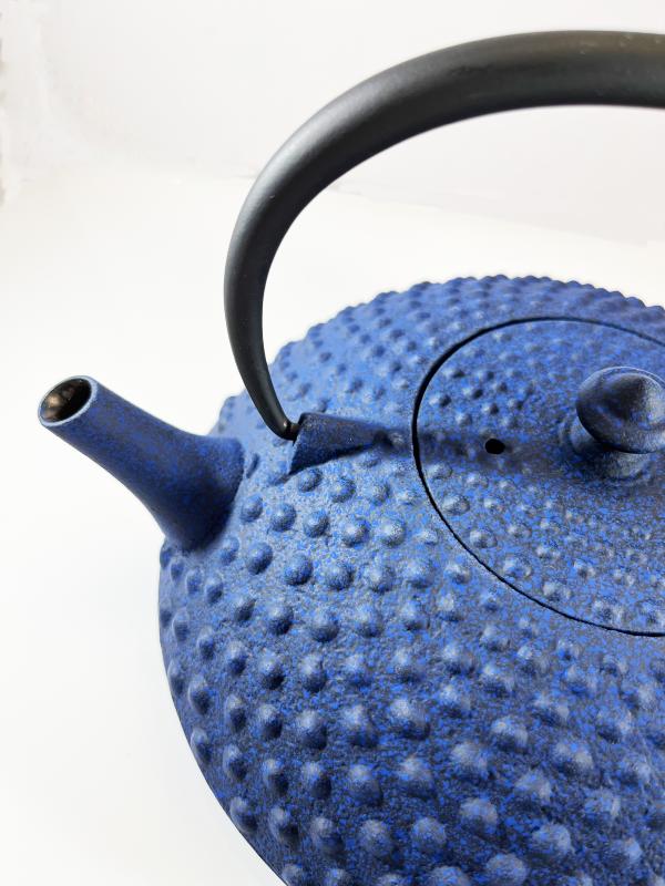 Théière fonte japonaise WAZUQU Hira-arare bleue